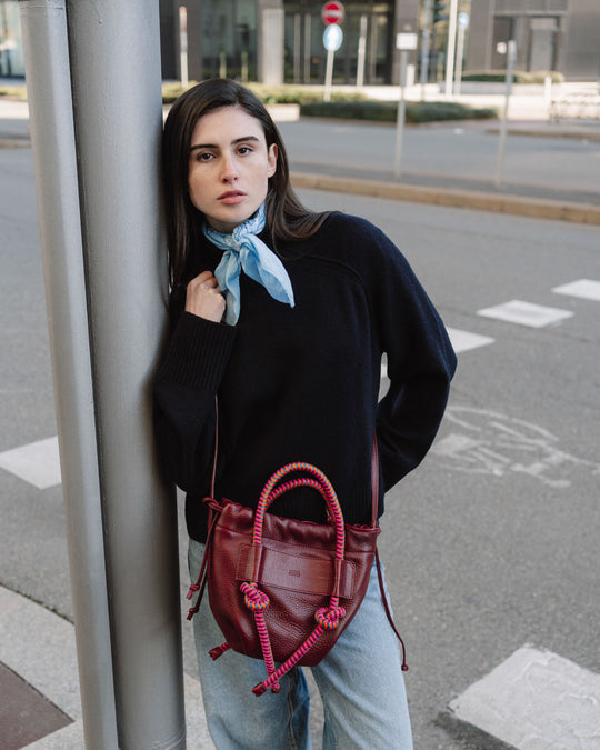 Irupe Medium Leather Bag - Burgundy Hypnotic – MECHA MENDEZ